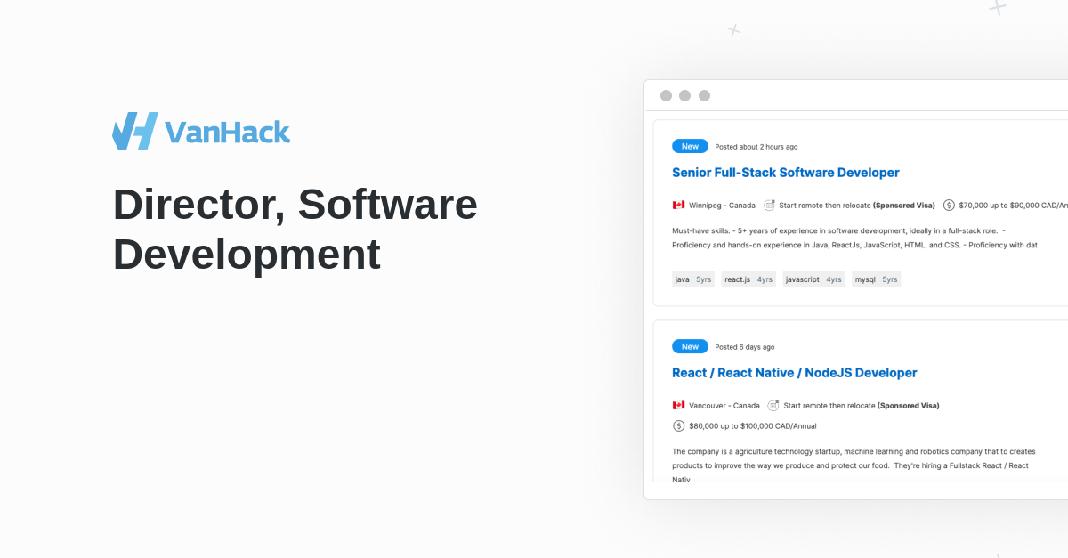 Director, Software Development - VanHack